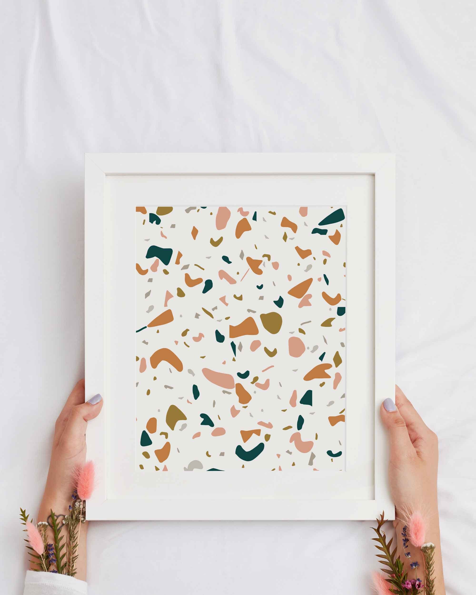 Abstract Terrazzo Print, Printable Wall Art, Boho Wall Decor, Earth ...