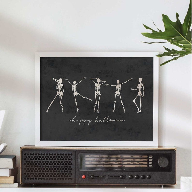 Halloween Printable Art Dancing Skull Print Halloween Wall - Etsy