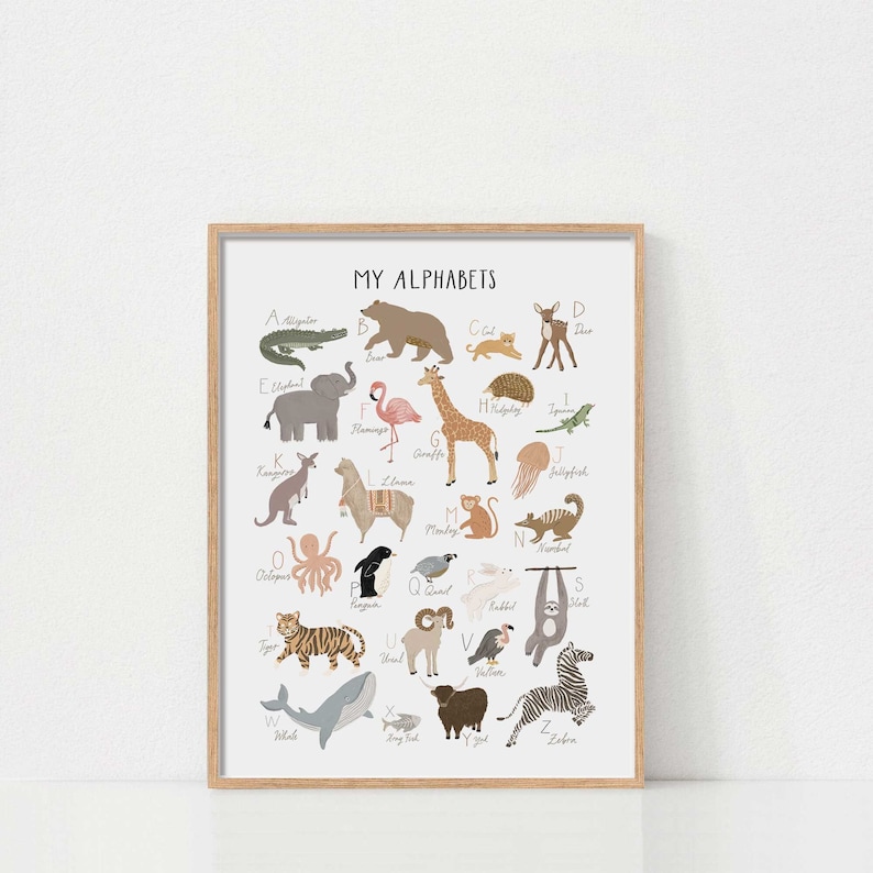 Animal Alphabet Poster Printable Wall Art ABC Poster | Etsy