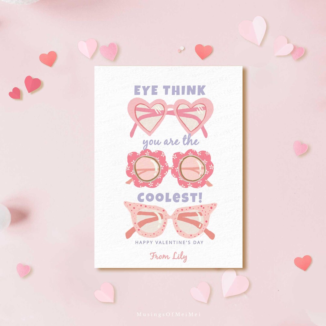 Eye Think You Are the Coolest Valentine Editable Card Template, Kids ...