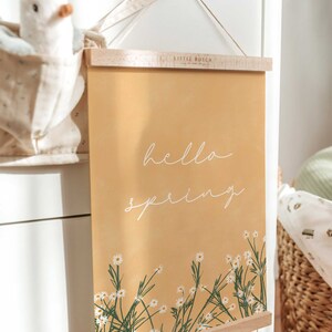 Hello Spring Wall Art, Printable Wall Art, Floral Art, Daisy Print ...