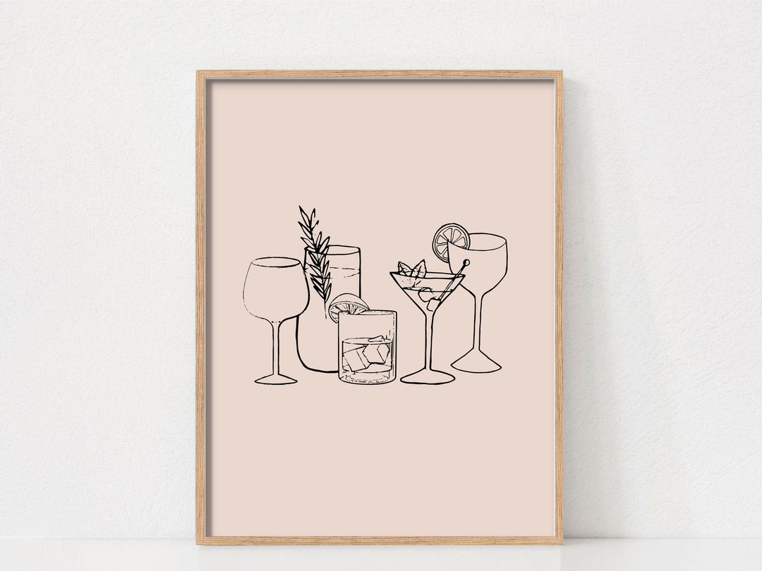 Bar Cart Decor, Cocktail Printable Wall Art, Bar Cart Print, Printable ...