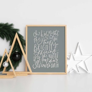 Christmas Art Print, Oh Holy Night Print, Christmas Printable Wall Art ...