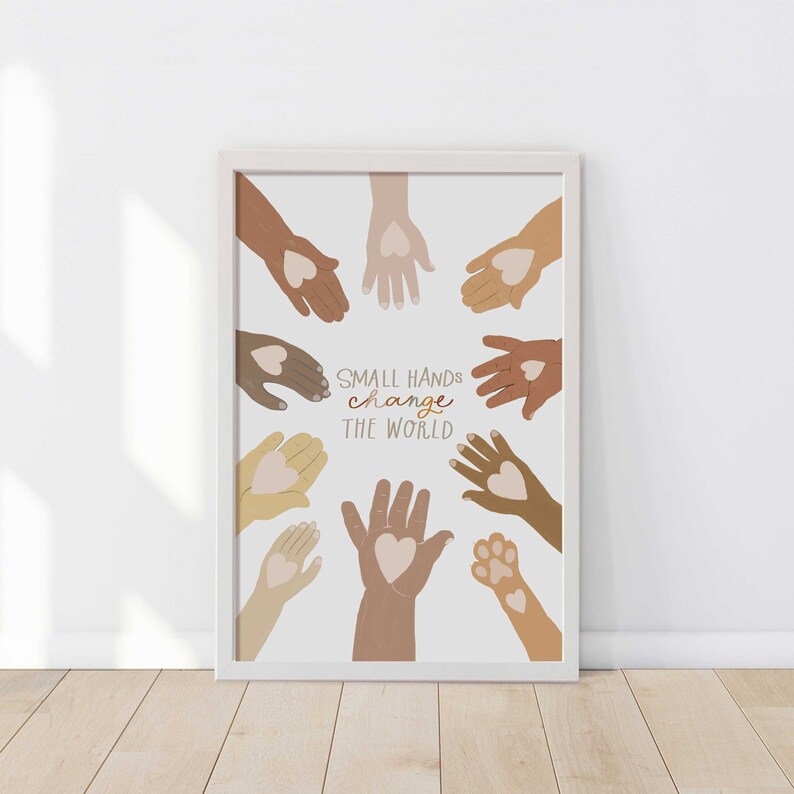 Kids Classroom Poster Small Hands Change the World Print - Etsy