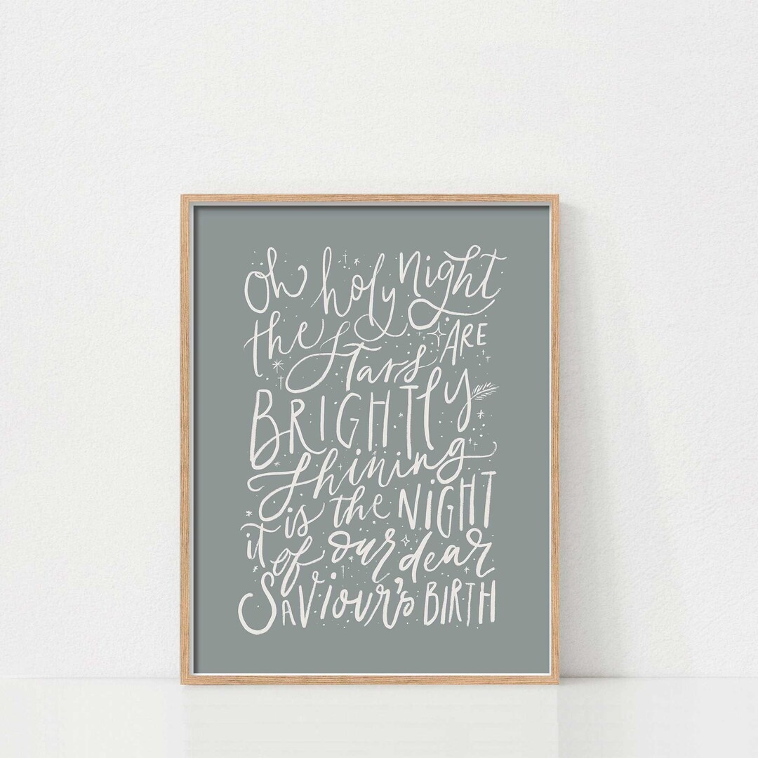 Christmas Art Print, Oh Holy Night Print, Christmas Printable Wall Art ...