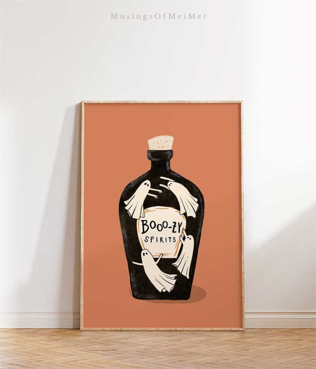 Boozy Spirits Printable Wall Art, Halloween Ghost Art, Fun Halloween ...