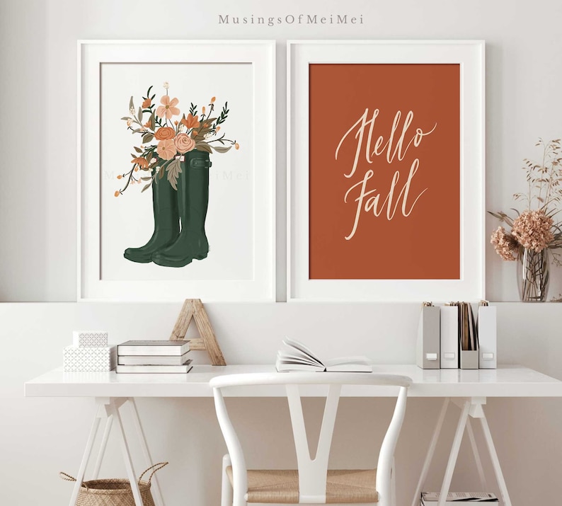 Autumn Printable Wall Art Set of 14, Fall Themed Decor, Fall Pumpkins ...
