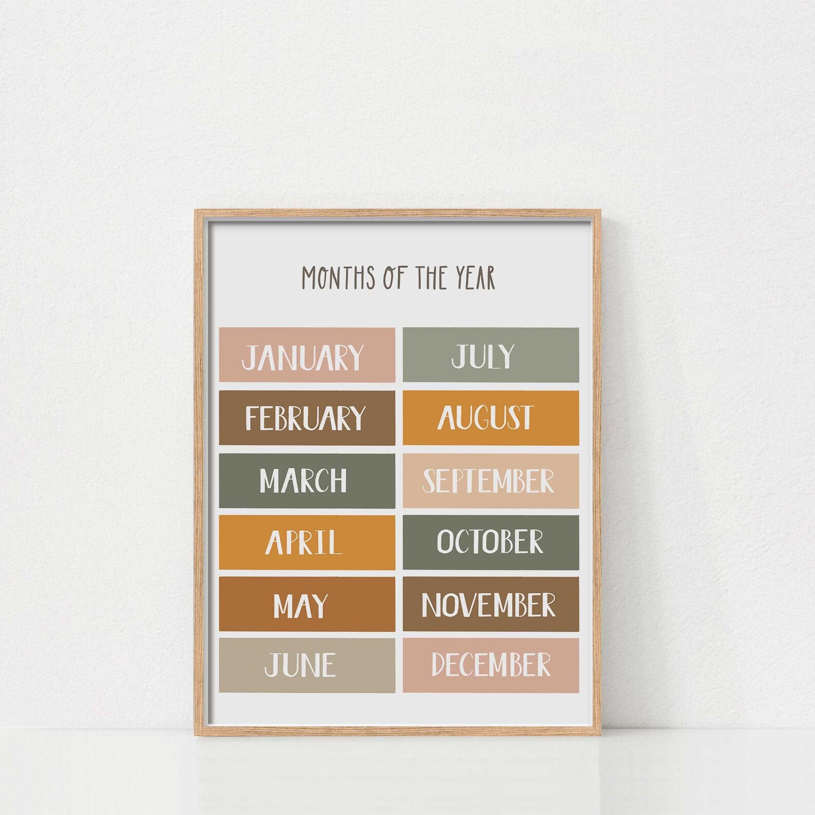 Months of the Year Educational Print Boho Nursery Print - Etsy