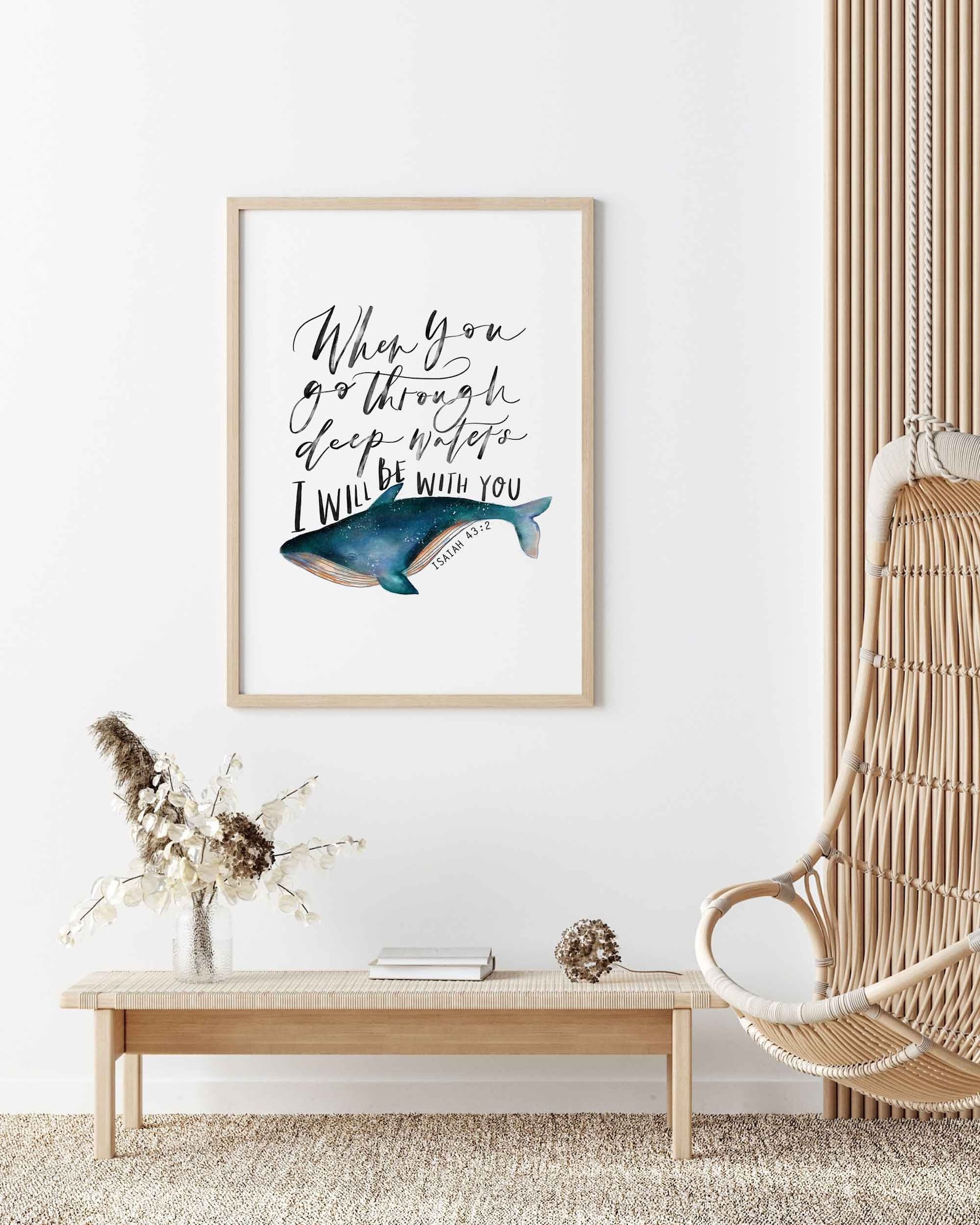 Faith Scripture Christian PRINTABLE Wall Art, Bible Verse Isaiah 43 2 ...