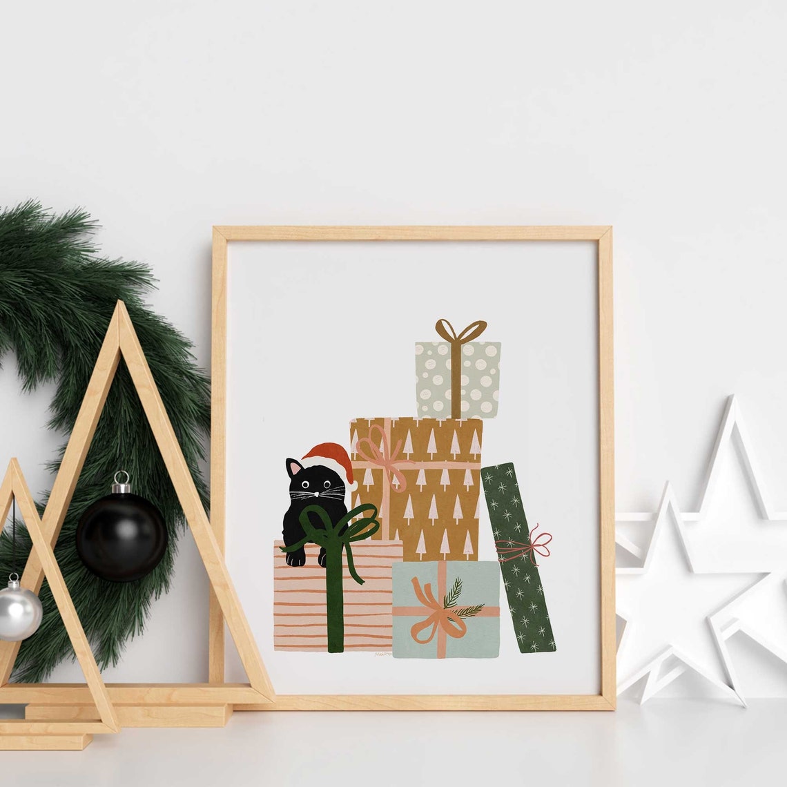 Christmas Cat Print Christmas Printables Christmas Presents - Etsy