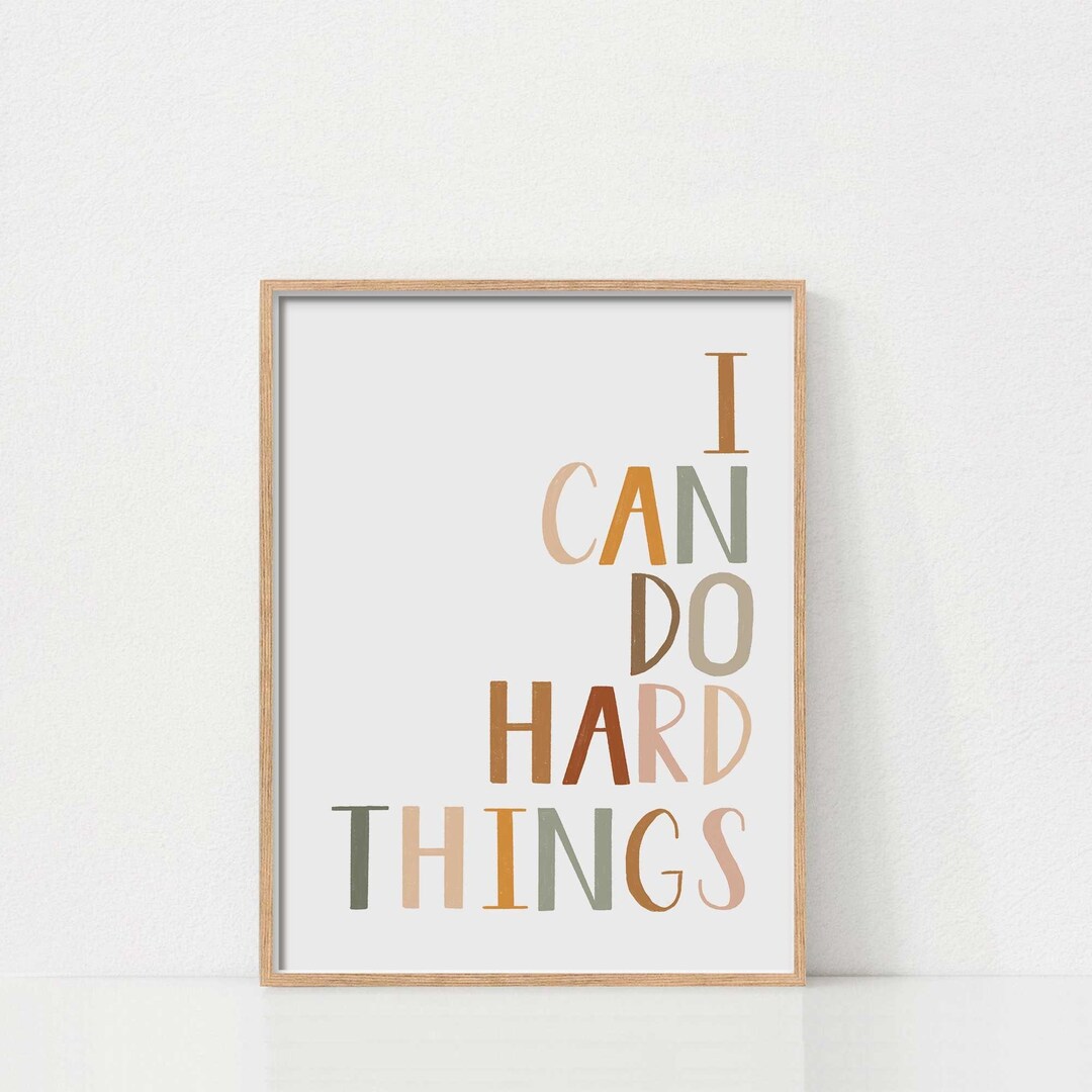 Affirmation Print for Kids, I Can Do Hard Things, Inspirational Nursery ...