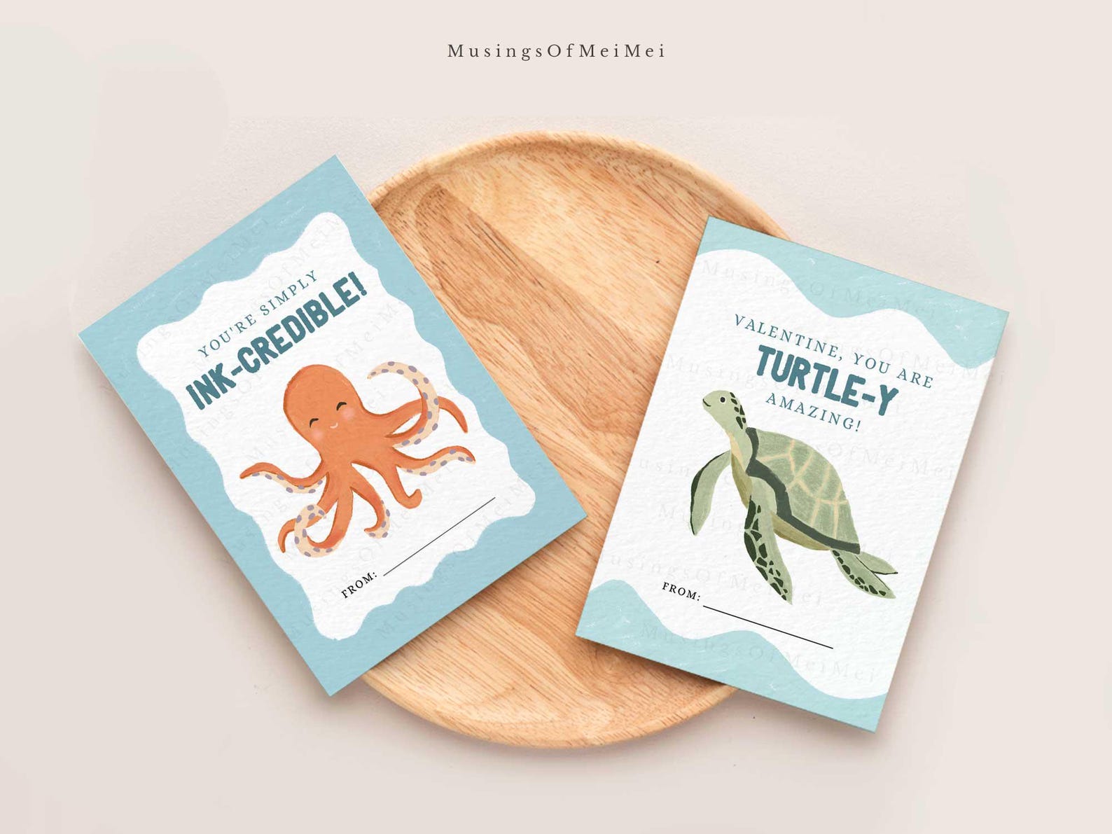 Under the Sea Kids Classroom Valentine Cards, Printable Sea Animals ...