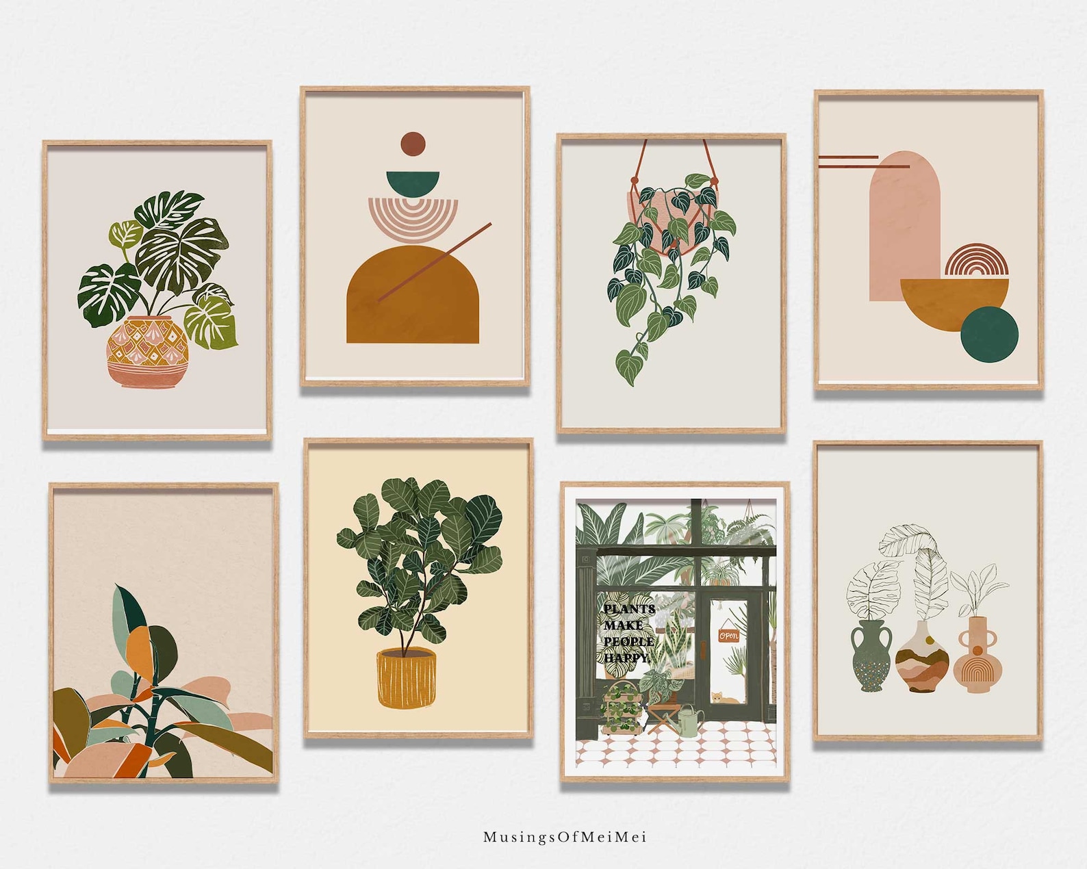 Boho Botanical Art Set Set of 15 Prints Boho Art Set - Etsy