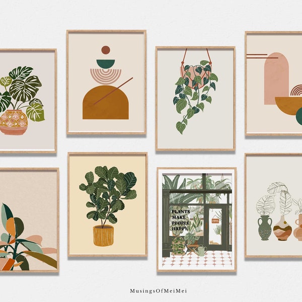 Boho Plant Art - Etsy