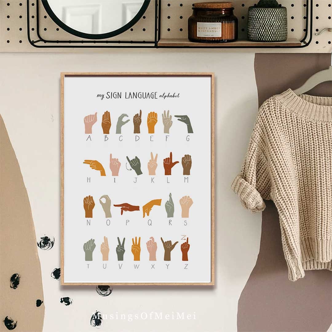 American Sign Language Print, Alphabet Sign Language Poster, Printable ...