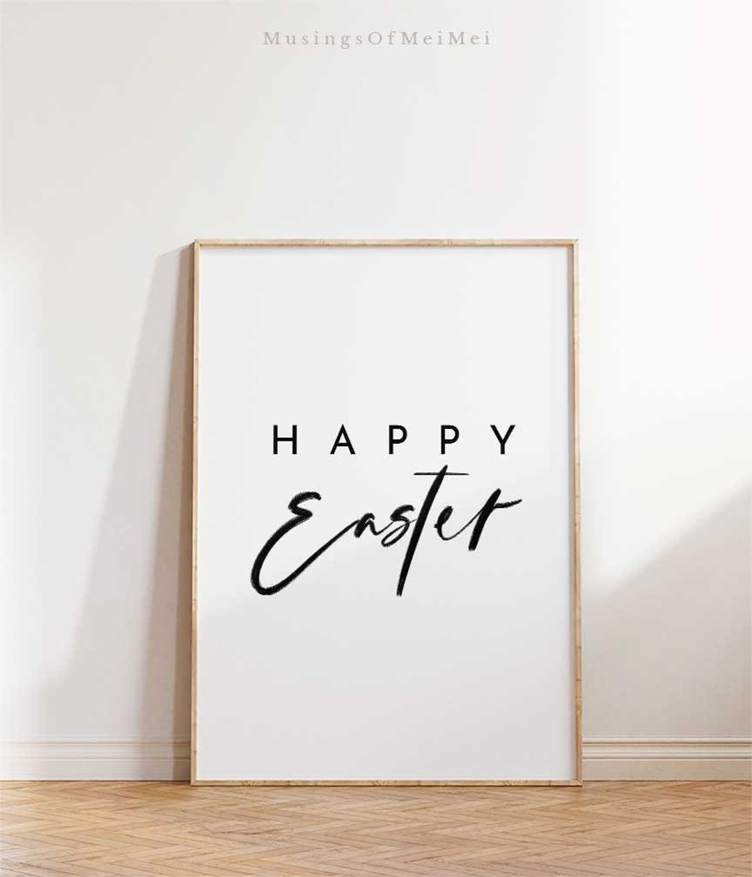 Happy Easter Sign, Printable Wall Art, Minimalist Easter Wall Decor ...