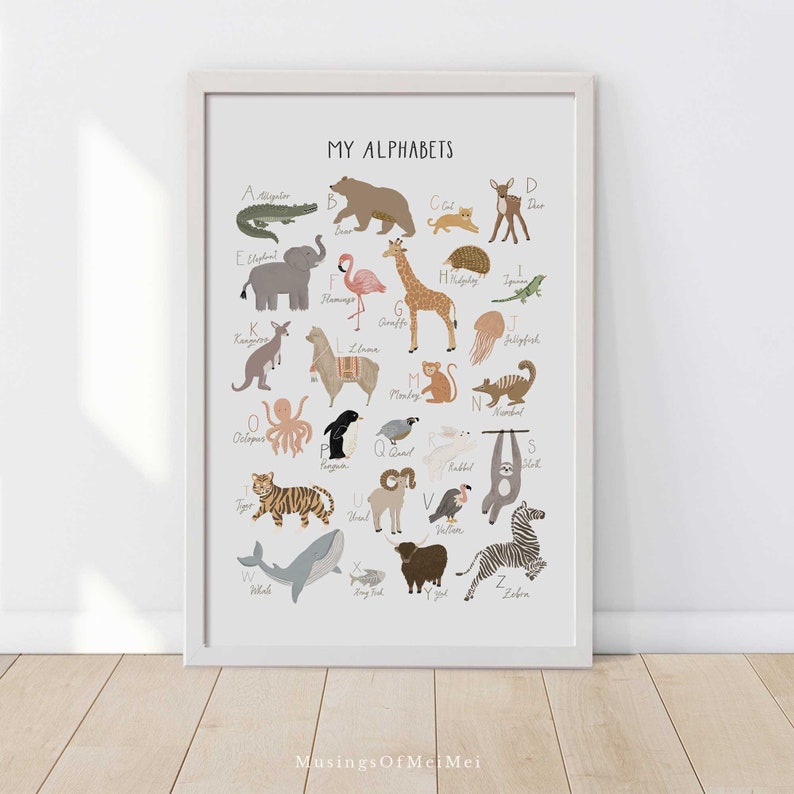 Animal Alphabet Poster Printable Wall Art ABC Poster | Etsy