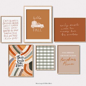 Autumn Printable Wall Art Set of 14, Fall Themed Decor, Fall Pumpkins ...