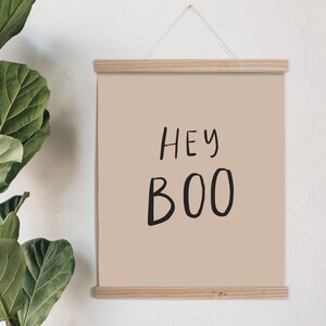 Halloween Quote Print, Halloween Wall Art, Hey Boo Print, Neutral ...
