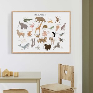 Animals Alphabets Poster, Printable Wall Art, Rainbow Kids Room Decor ...