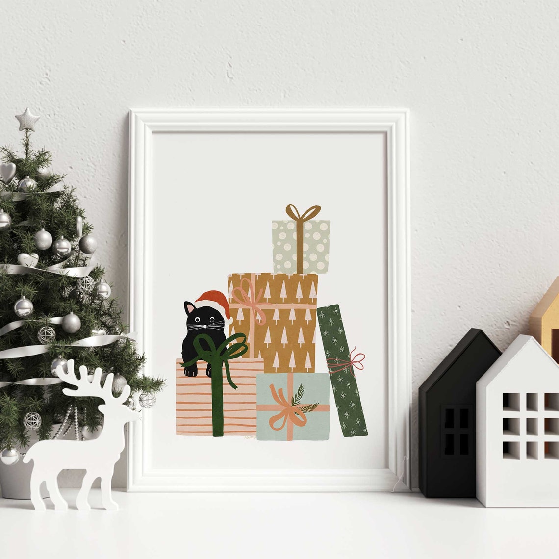 Christmas Cat Print Christmas Printables Christmas Presents - Etsy