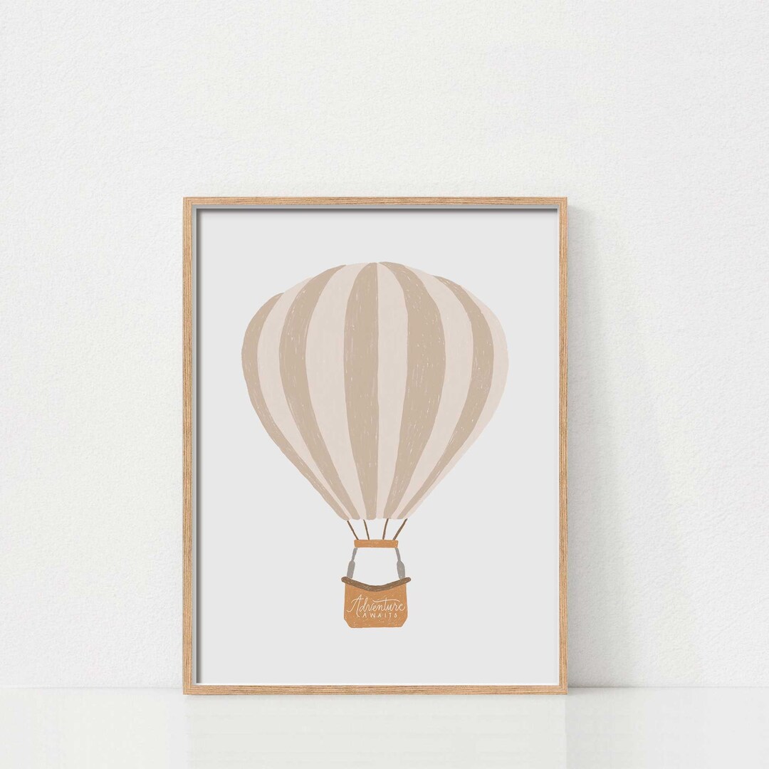 Earth Tone Hot Air Balloon Print, Printable Wall Art, Adventure Nursery ...