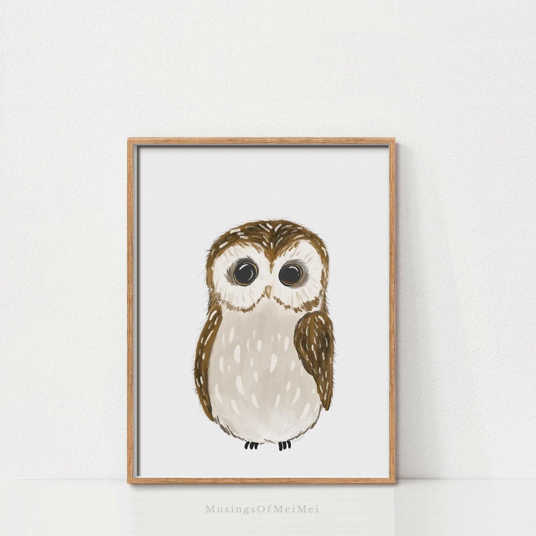 Baby Owl Art Print, Printable Wall Art, Woodland Nursery Decor, Kids ...