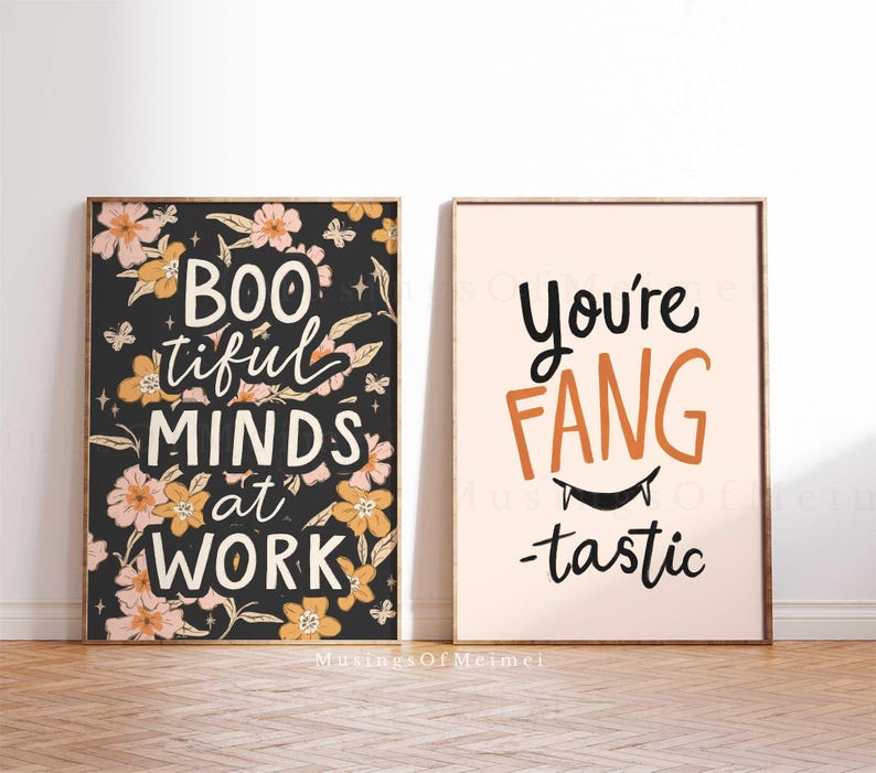 Halloween Printable Wall Art Bundle, Set of 12 Cute and Spooky ...