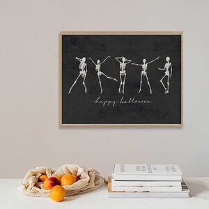 Halloween Printable Art, Dancing Skull Print, Halloween Wall Art ...