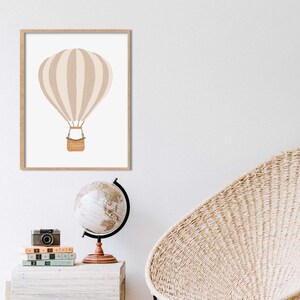 Earth Tone Hot Air Balloon Print, Printable Wall Art, Adventure Nursery ...