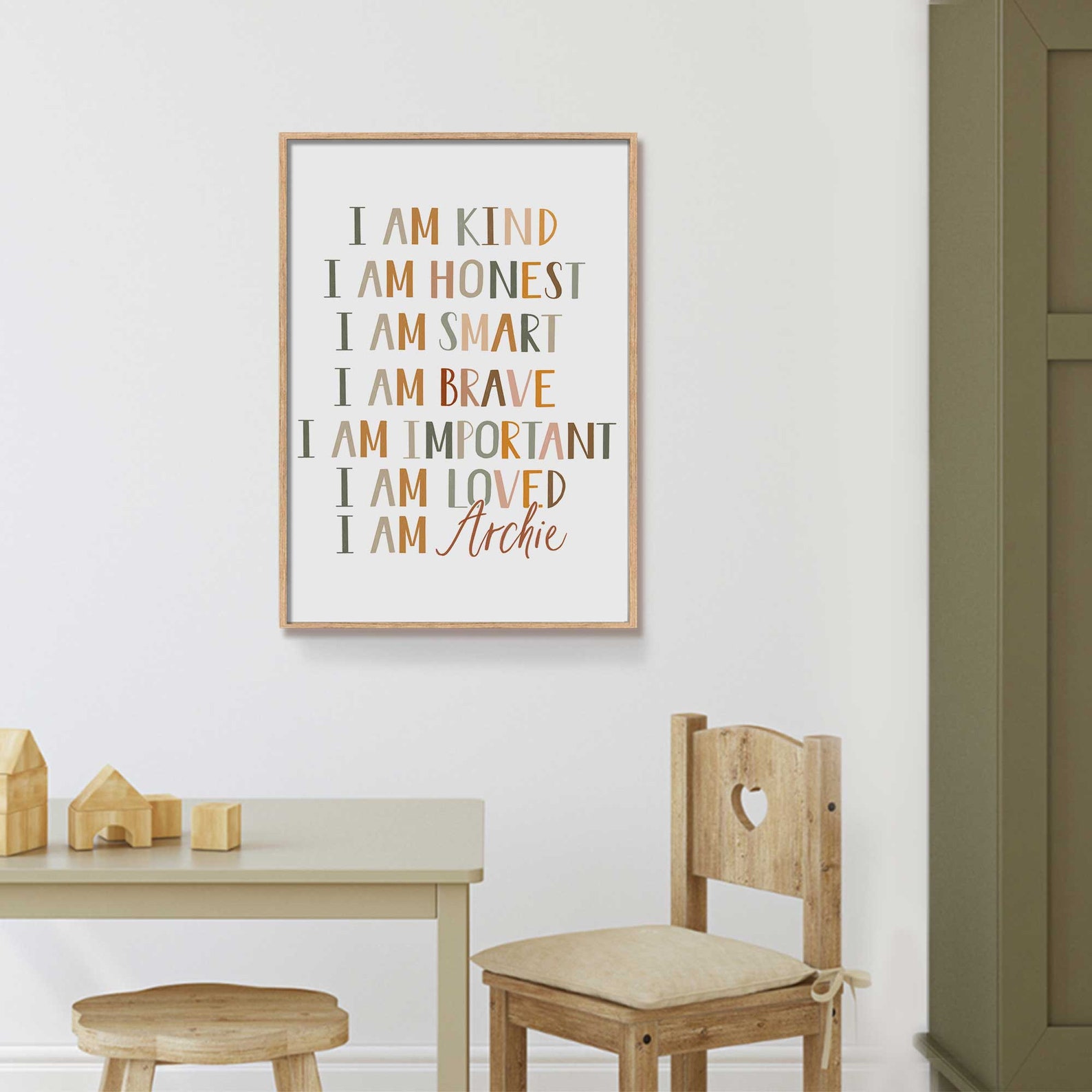 Affirmations for Kids, Custom Name Kids Art, Affirmations Printable ...