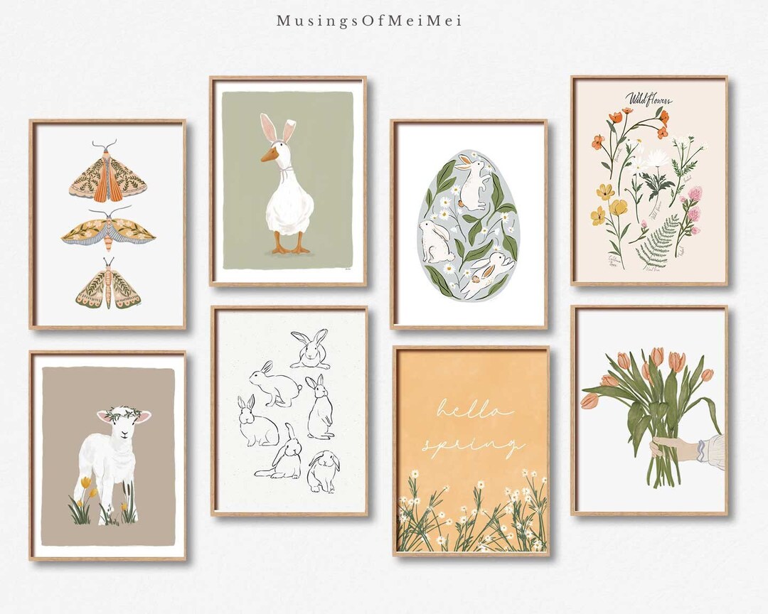 Easter Gallery Wall Art Set of 16, Printable Wall Art, Spring Art ...