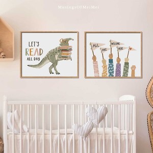 Let's Read All Day Dinosaur Printable Wall Art - Cute Educational Print ...