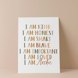 Affirmations for Kids, Custom Name Kids Art, Affirmations Printable ...
