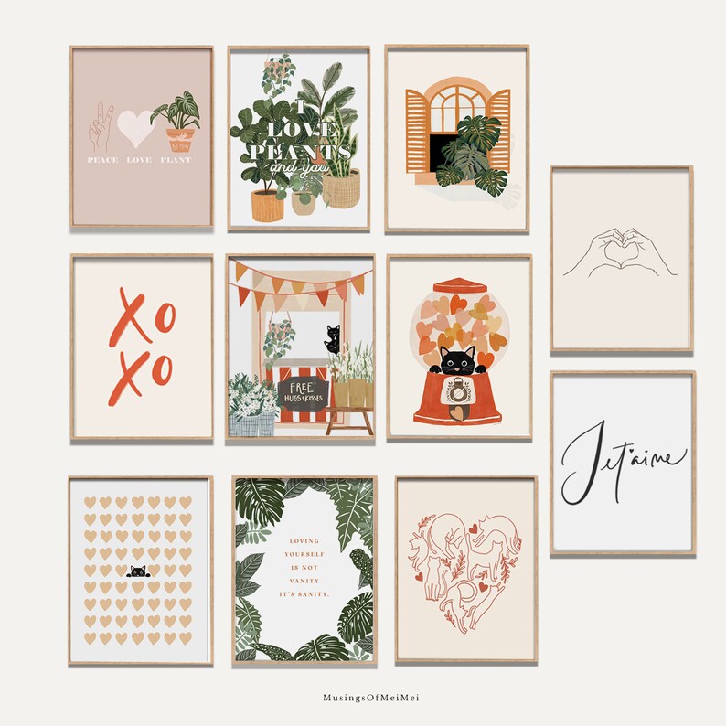 Valentines Day Gallery Wall Set of 11 Valentines Day - Etsy