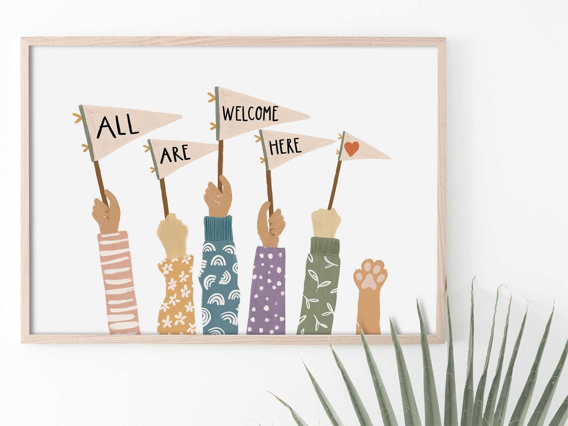Classroom Art All Are Welcome Here Printable Wall Art | Etsy
