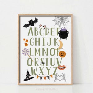 Halloween Alphabet and Numbers Printable Art, Halloween Wall Decor for ...