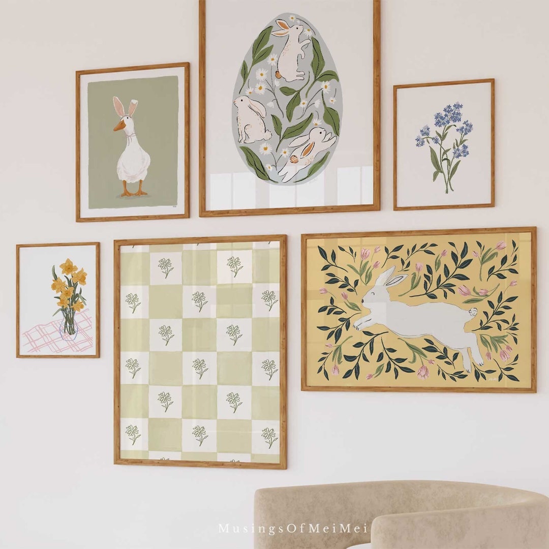 Easter Spring Botanical Gallery Wall Art, Set of 6, Printable Art, Soft ...