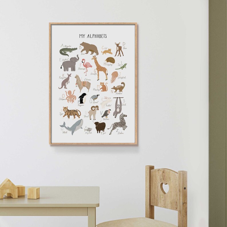Animal Alphabet Poster Printable Wall Art ABC Poster | Etsy