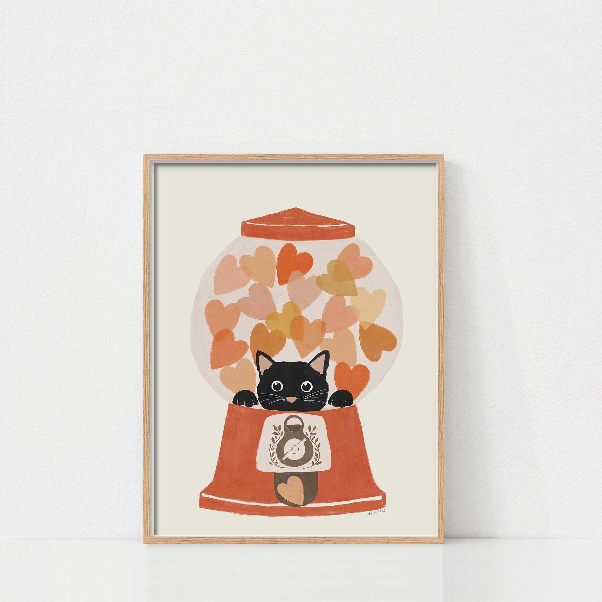 Cat in Candy Machine Print, Printable Wall Art, Black Cat Print, Cute ...