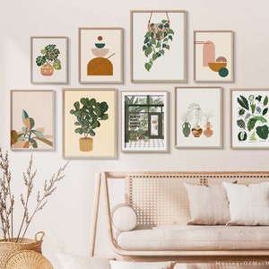 Boho Botanical Art Set, Set of 15 Prints, Boho Art Set, Botanical House ...