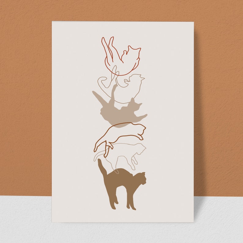 Cat Art Falling Cat Postures Poster Printable Cat Art Cat - Etsy