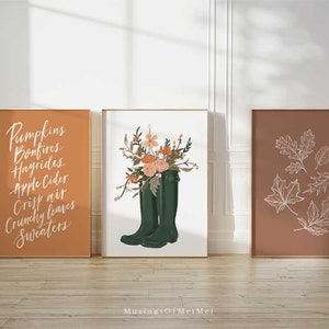 Autumn Printable Wall Art Set of 14, Fall Themed Decor, Fall Pumpkins ...