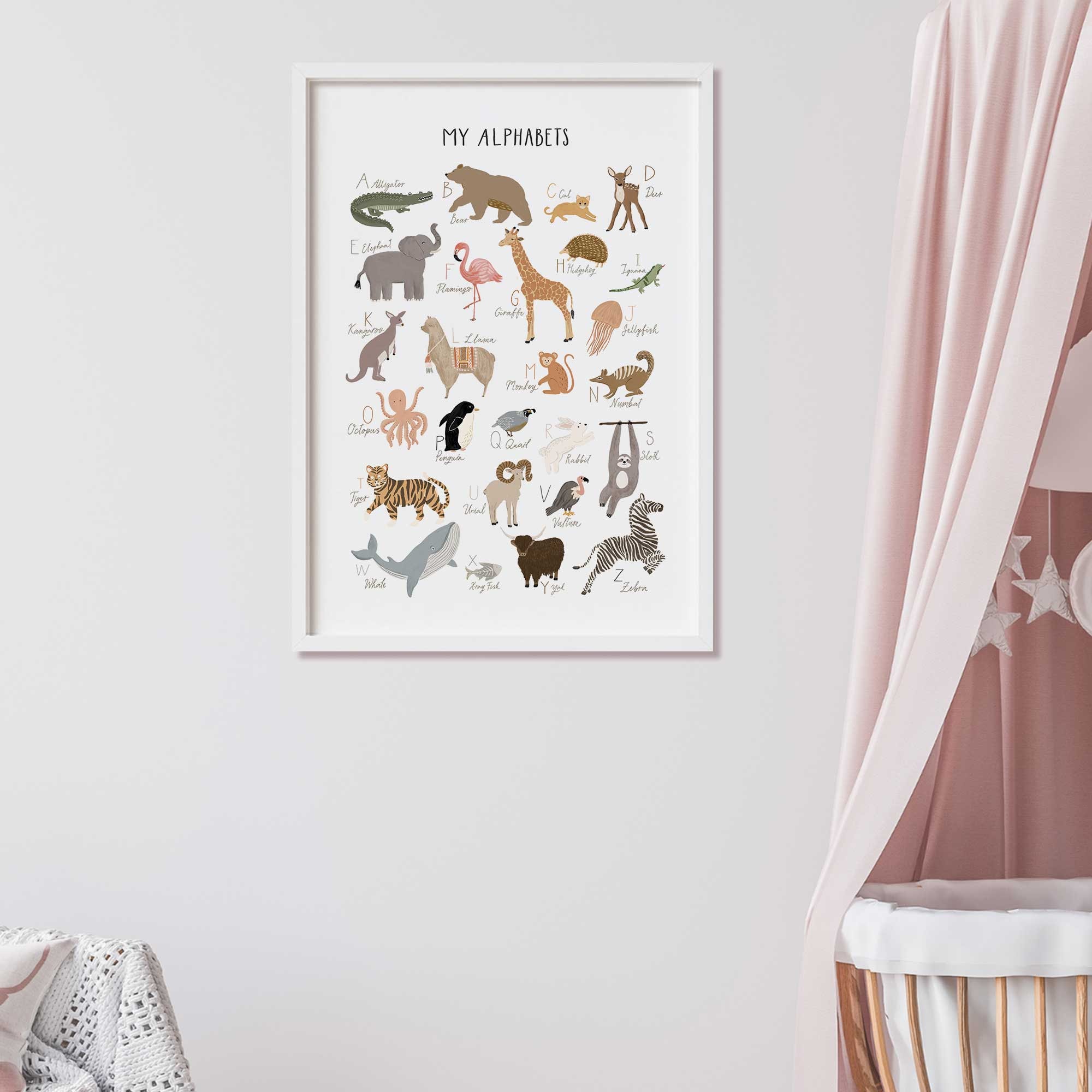 Animal Alphabet Poster, Printable Wall Art, ABC Poster, Rainbow Kids ...
