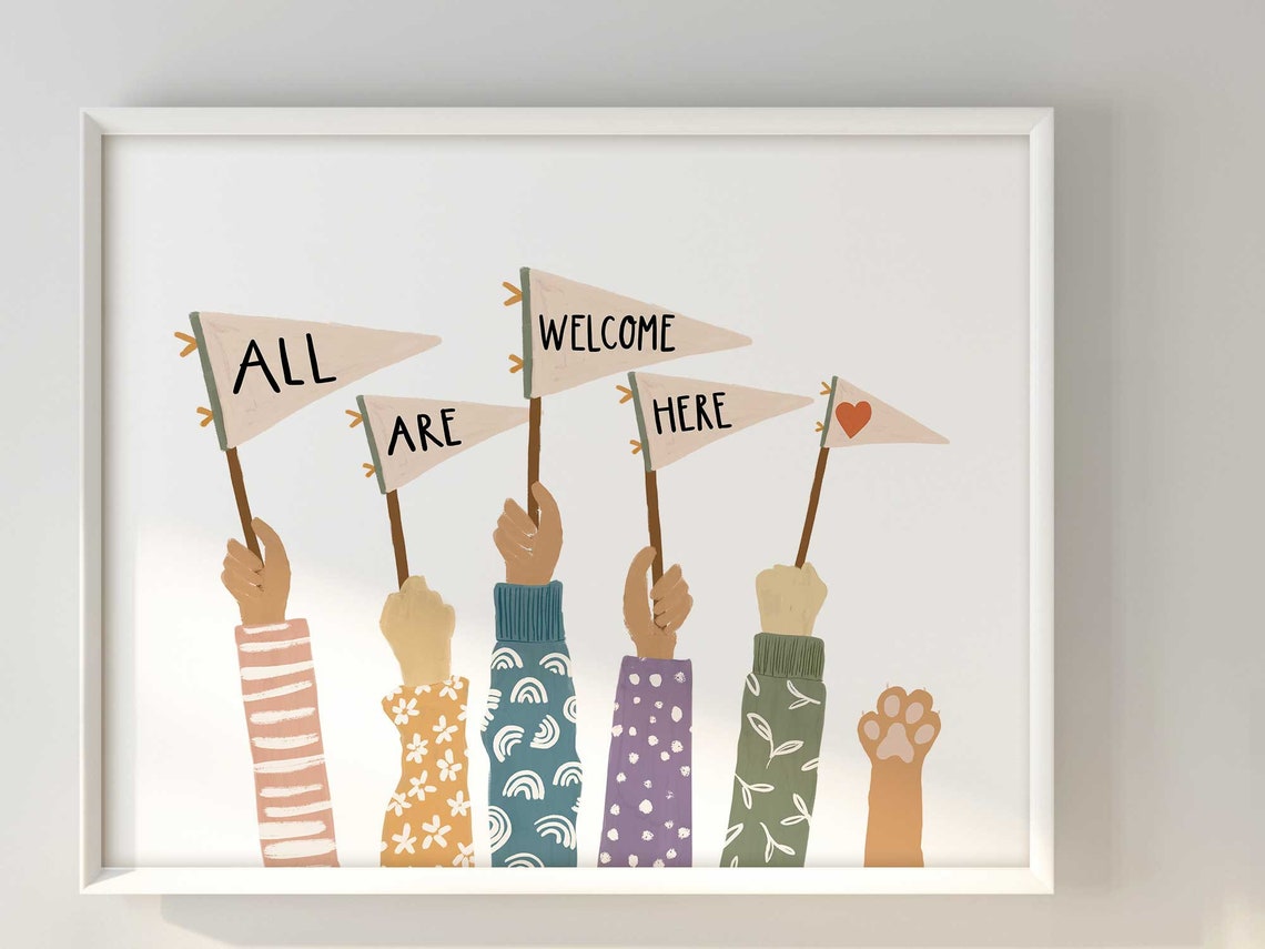 Classroom Art All Are Welcome Here Printable Wall Art | Etsy