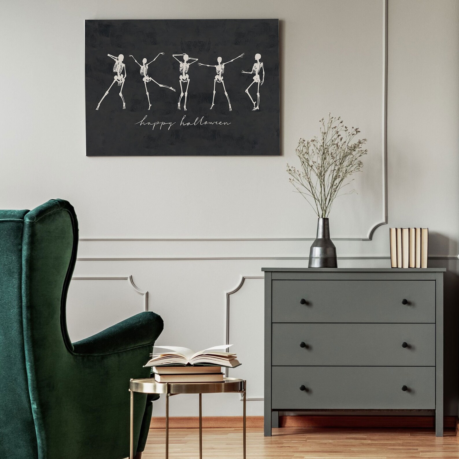 Halloween Printable Art Dancing Skull Print Halloween Wall - Etsy