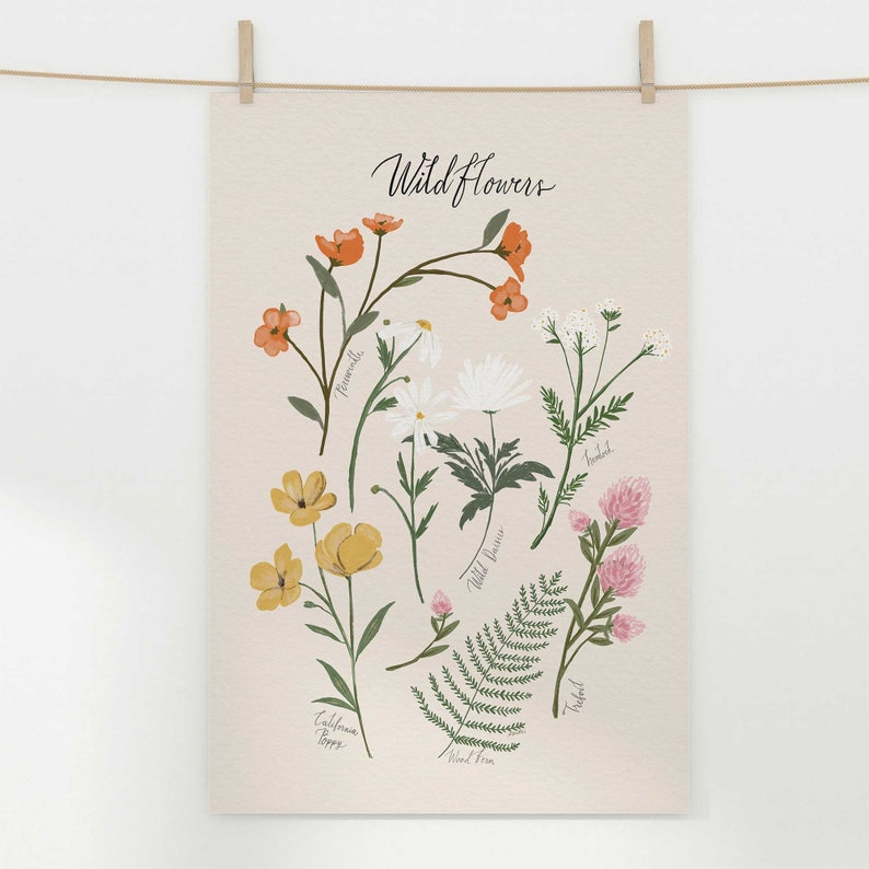 Wildflowers Wall Art Spring Poster Botanical Art Prints | Etsy
