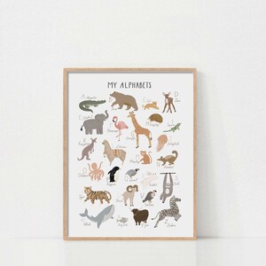 Animal Alphabet and Numbers Posters, Set of 2, Printable Wall Art, Boho ...