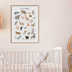 Animal Alphabet Poster, Printable Wall Art, ABC Poster, Rainbow Kids ...