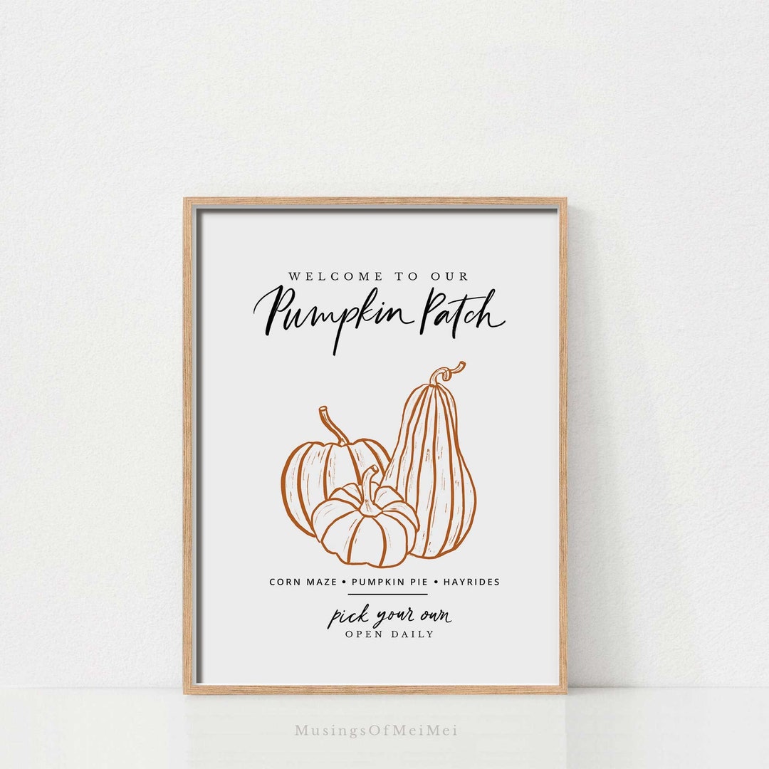 Fall Printable Wall Art, Pumpkin Farm Sign, Fall Harvest Home Decor ...